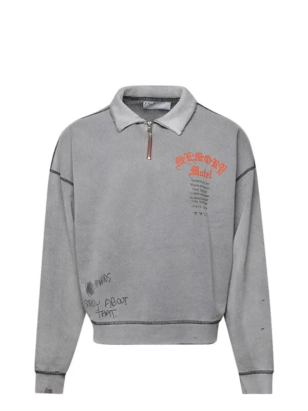 PALY Oversized Quarter-zip Sweatshirt With Distressed Details - Gray
