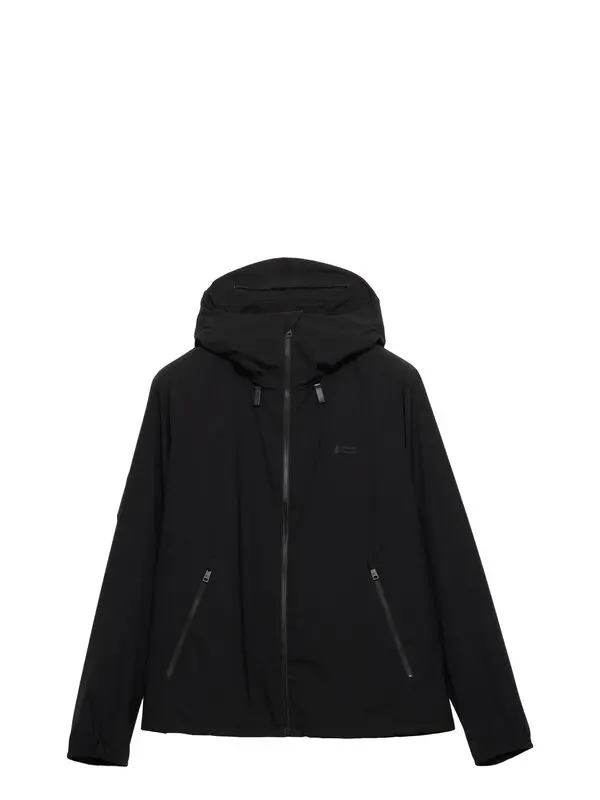 Prada Re-nylon Hooded Jacket With Embroidered Logo - Black