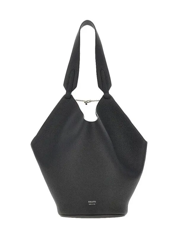 Khaite Small Leather Lotus Tote Bag - Black
