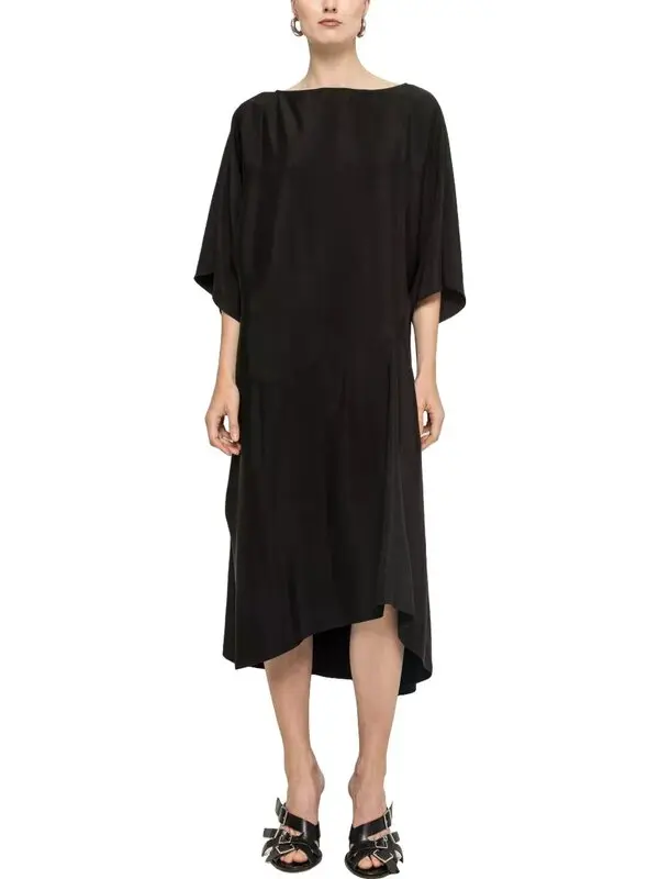 NISSA Viscose And Silk Midi Dress - Black