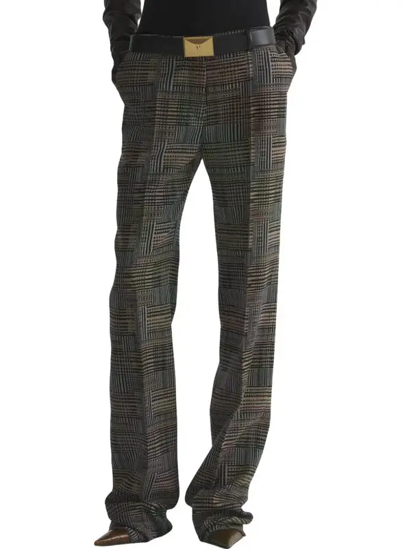 MUGLER Low Waist Straight Leg Trousers - Grey