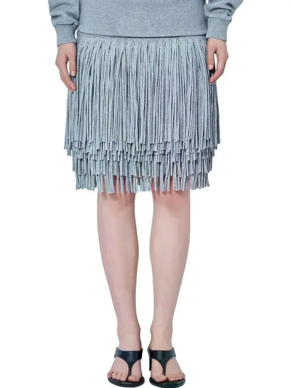 ABRA Layered Fringe Skirt - Grey