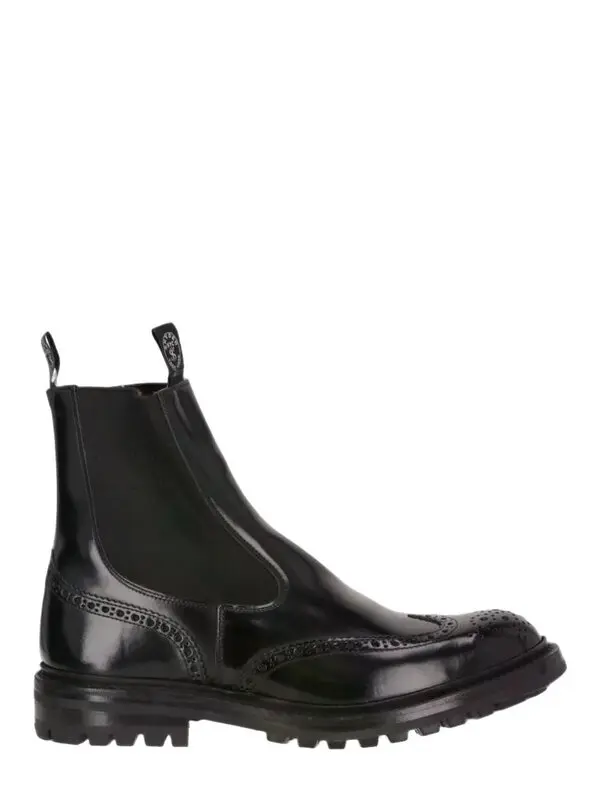 Todd Snyder Brogue Detail Leather Chelsea Boots - Black