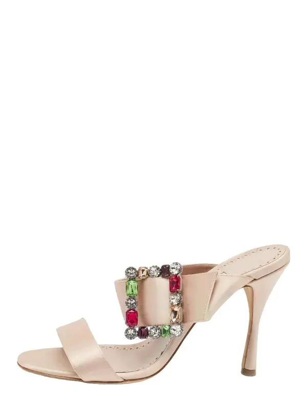 Manolo Blahnik Verda Crystal-embellished Stiletto Sandals - Neutrals