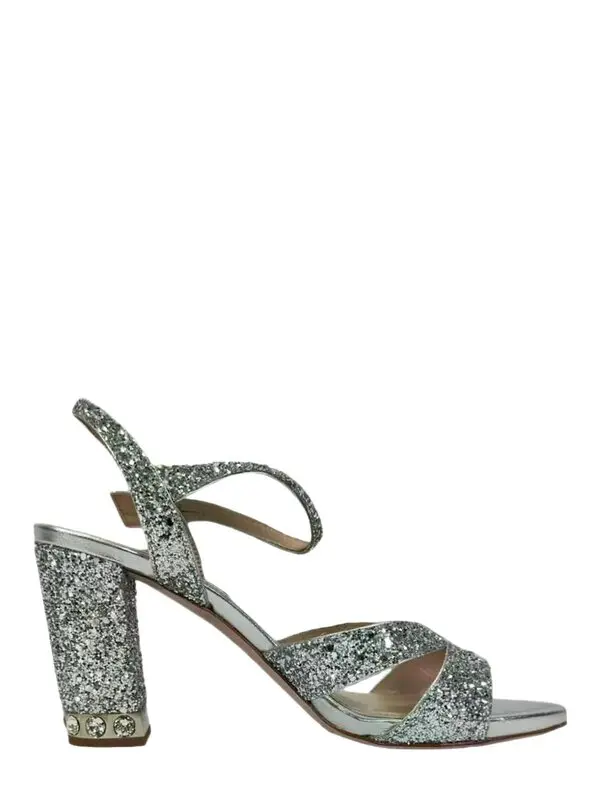Miu Miu Crystal-embellished Leather Sandals - Silver