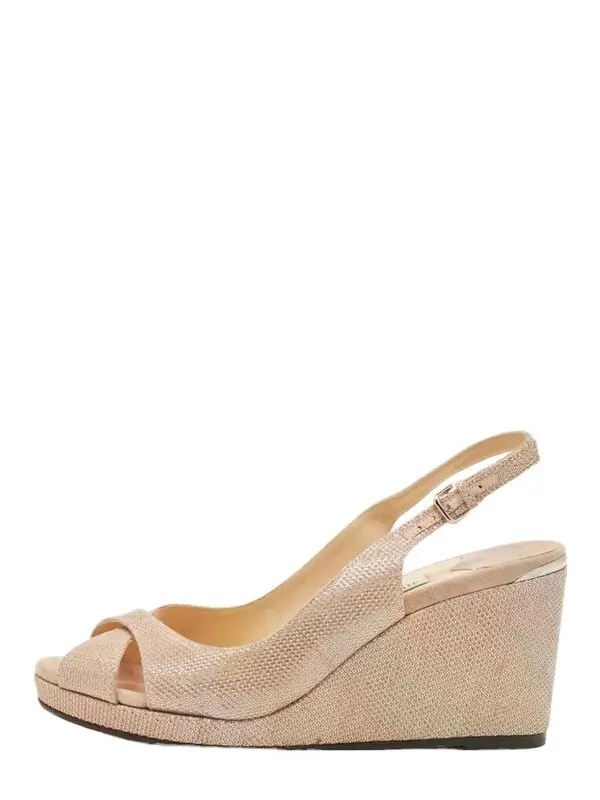 JIMMY CHOO Embossed Suede Wedge Sandals - Neutrals