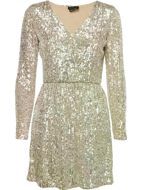 Ermanno Scervino Sequin-embellished V-neck Mini Dress - Silver