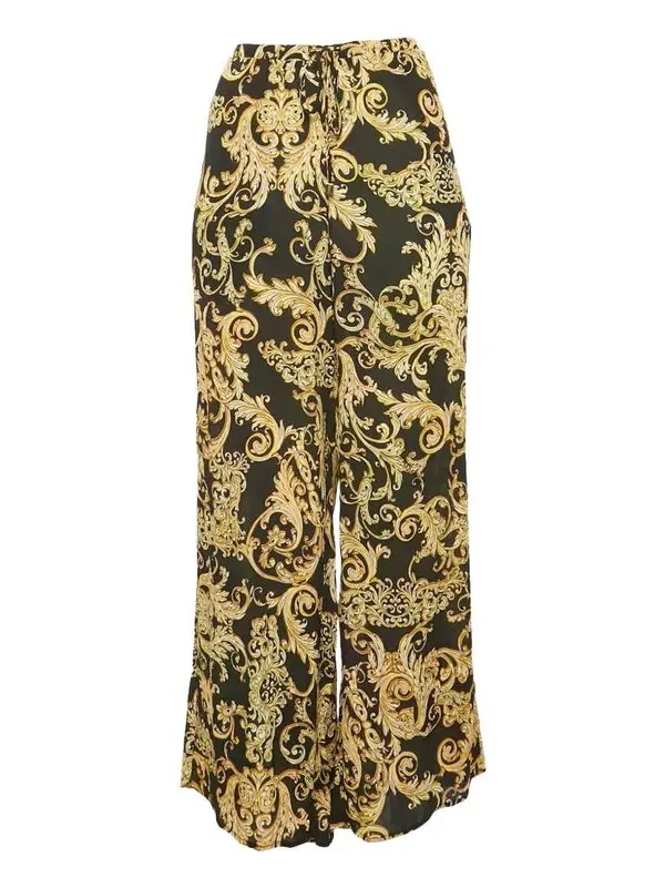L'Agence Geraldine Baroque Print Wide-leg Trousers - Black