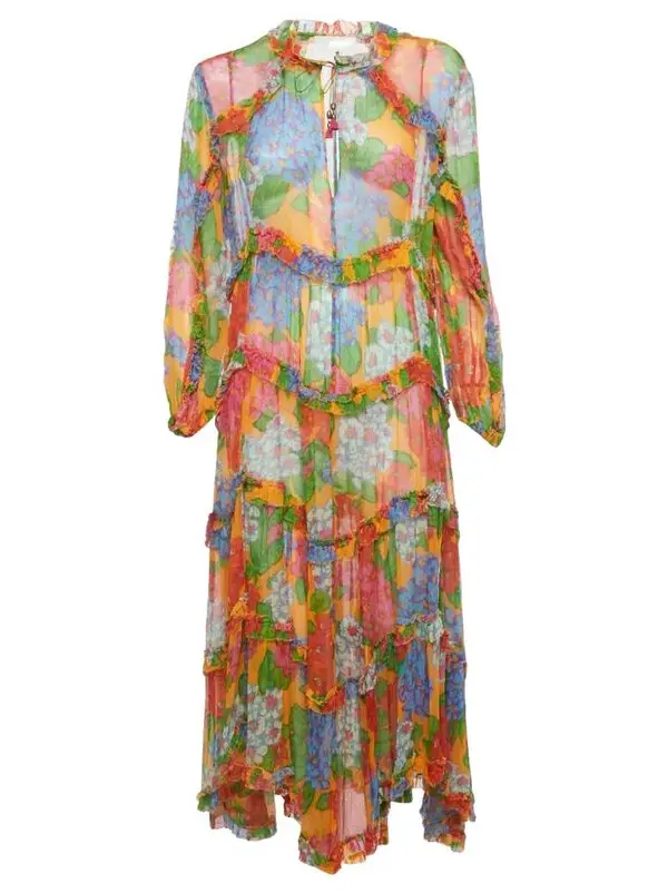 Zimmermann Floral-print Ruffled Maxi Dress - Orange