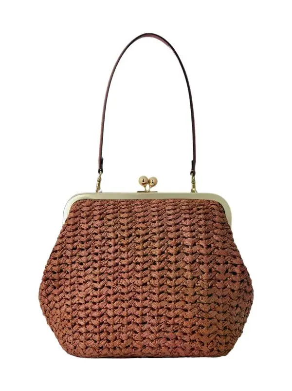 COACH Woven Construction Frame Clutch Bag - Brown