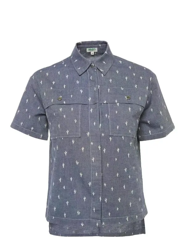 Kenzo Cactus Print Chambray Shirt - Blue