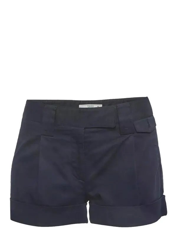 Prada Twill Turn-up Mini Shorts - Blue