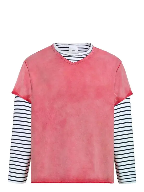 FOUND Distressed Sunfade-wash T-shirt - Red