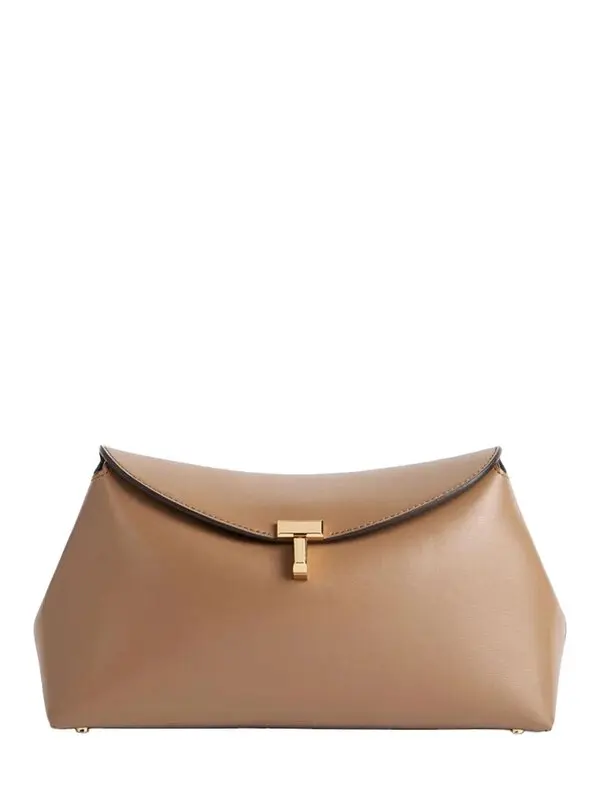 TOTEME T-lock Leather Crossbody Bag - Camel