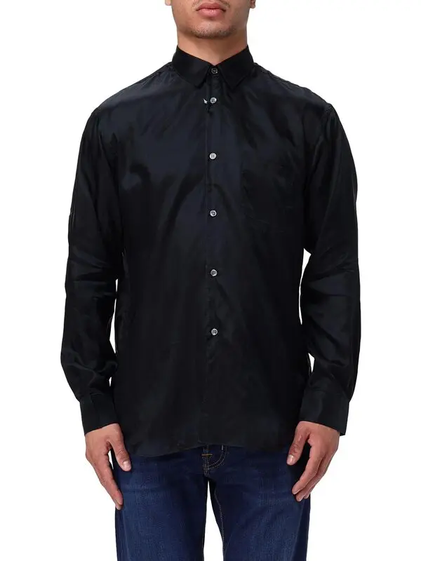 Comme Des Garçons Long-sleeved Cupro Shirt - Navy