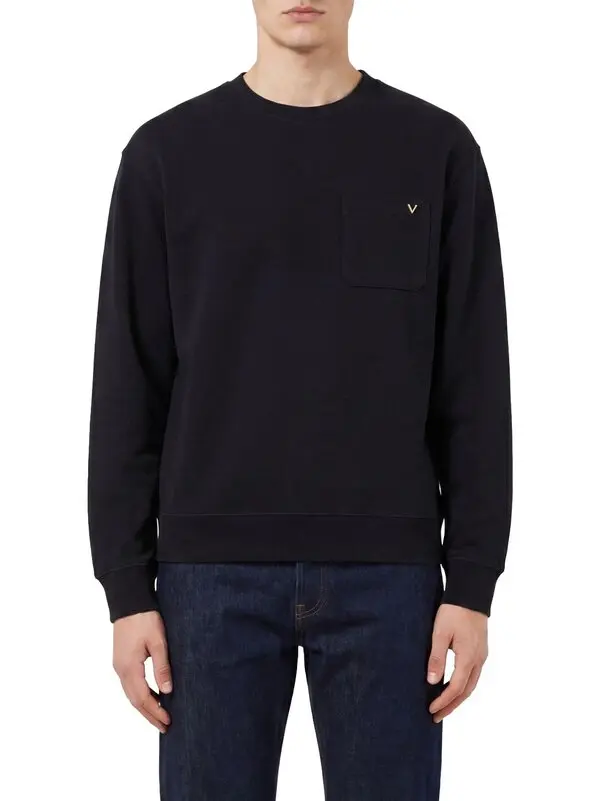 Valentino Garavani Crewneck Sweatshirt With Pocket Detail - Black