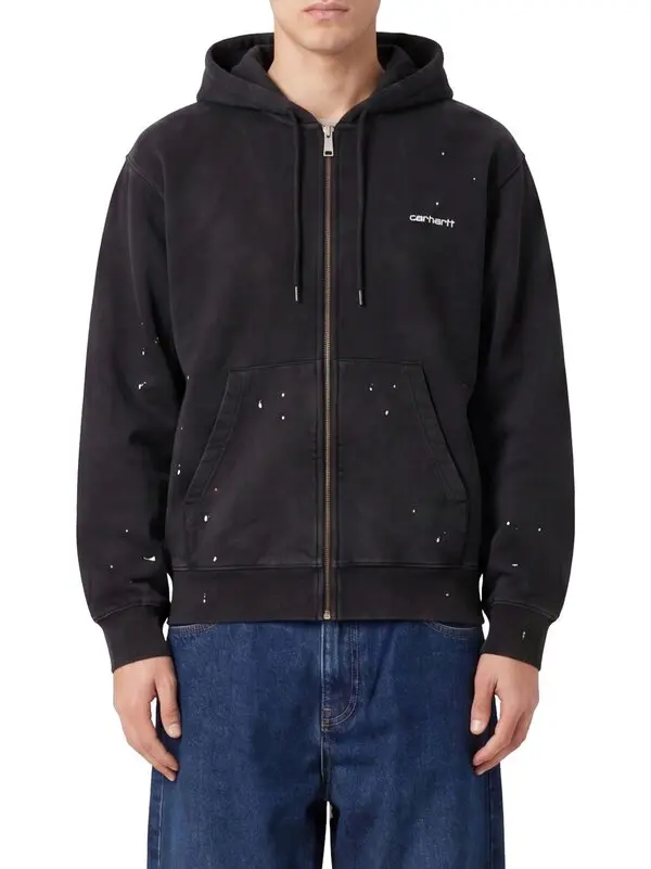 Carhartt Work In Progress Distressed Zip Up Hoodie - Black