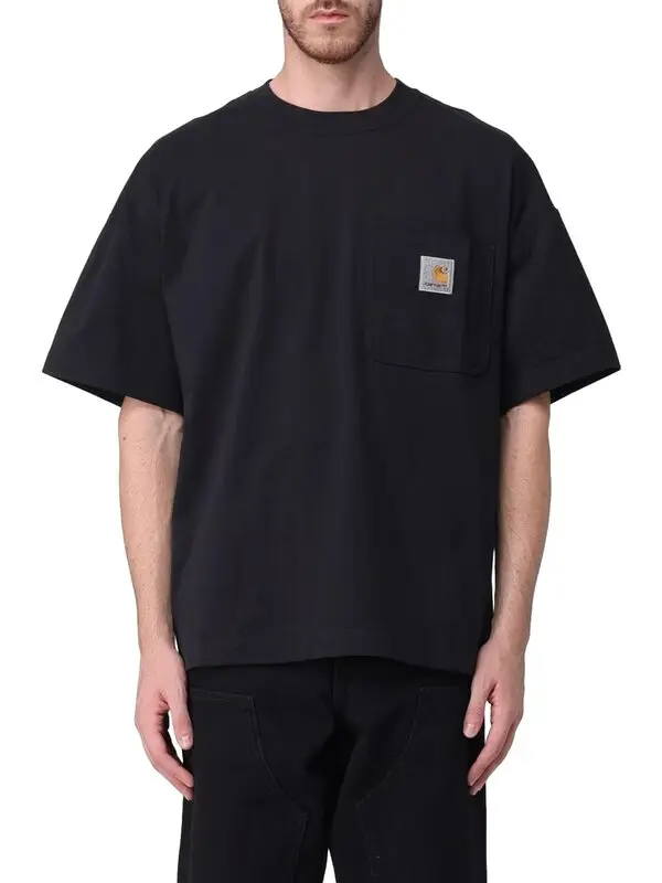 Carhartt Work In Progress Cotton Pocket T-shirt With Contrasting Logo - Black