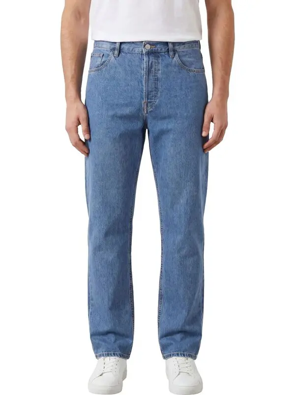 Valentino Garavani Straight-leg Cotton Denim Jeans With Rear Logo - Blue
