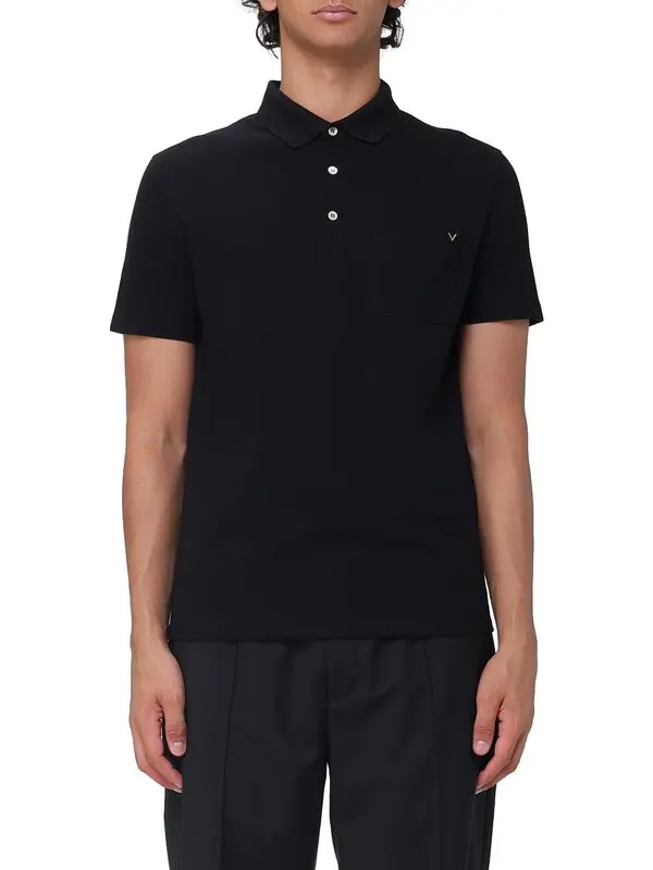 Valentino Garavani Cotton Polo Shirt With Vlogo Signature And Patch Pocket - Black