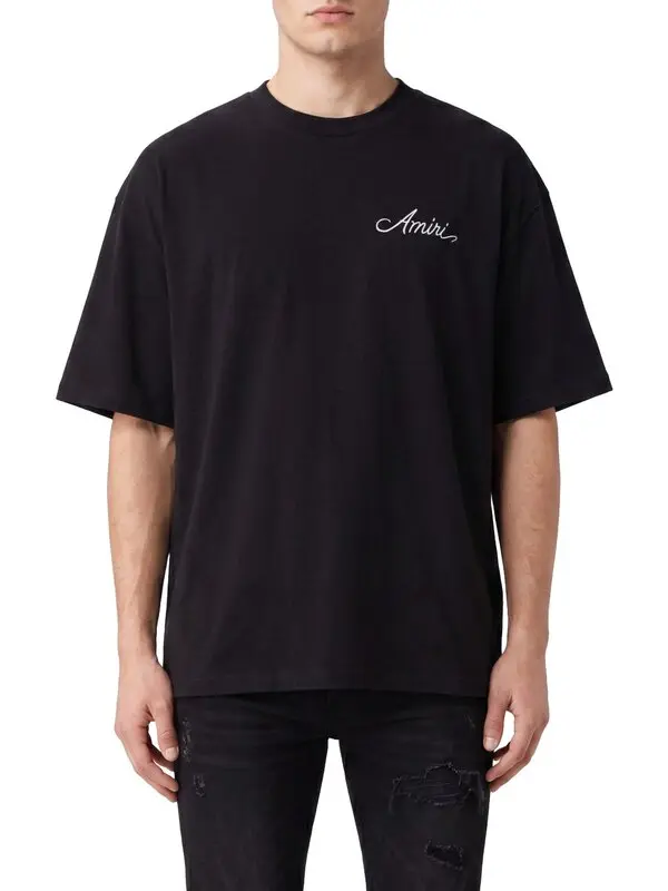 Amiri Relaxed-fit Dropped-shoulder T-shirt With Graphic Print - Grey