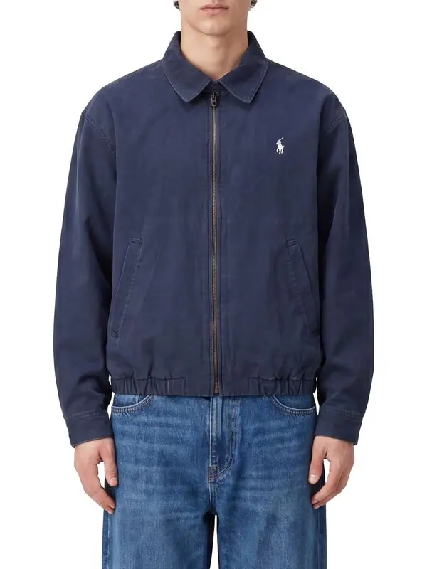 Polo Ralph Lauren Harrington Relaxed Fit Cotton Jacket With Embroidered Logo - Navy