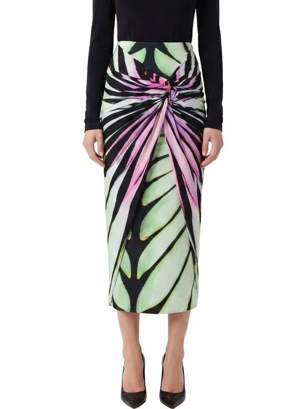 Roberto Cavalli High-waisted Pencil Mini Skirt With Decorative Knot - Multicolor