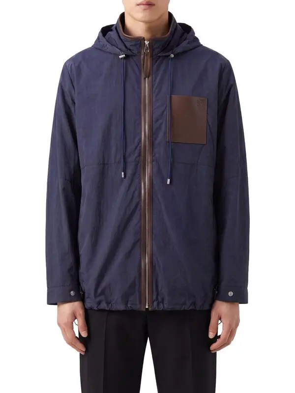 Loewe Technical Fabric Hooded Windbreaker Jacket - Navy