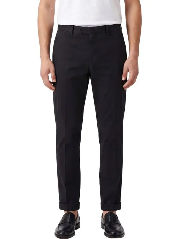 BRIGLIA 1949 Slim Fit Tailored Trousers In Cotton Linen Blend - Blue