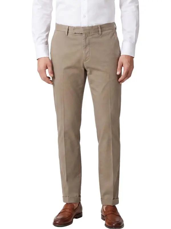 BRIGLIA 1949 Slim Fit Tailored Trousers In Cotton Linen Blend - Green