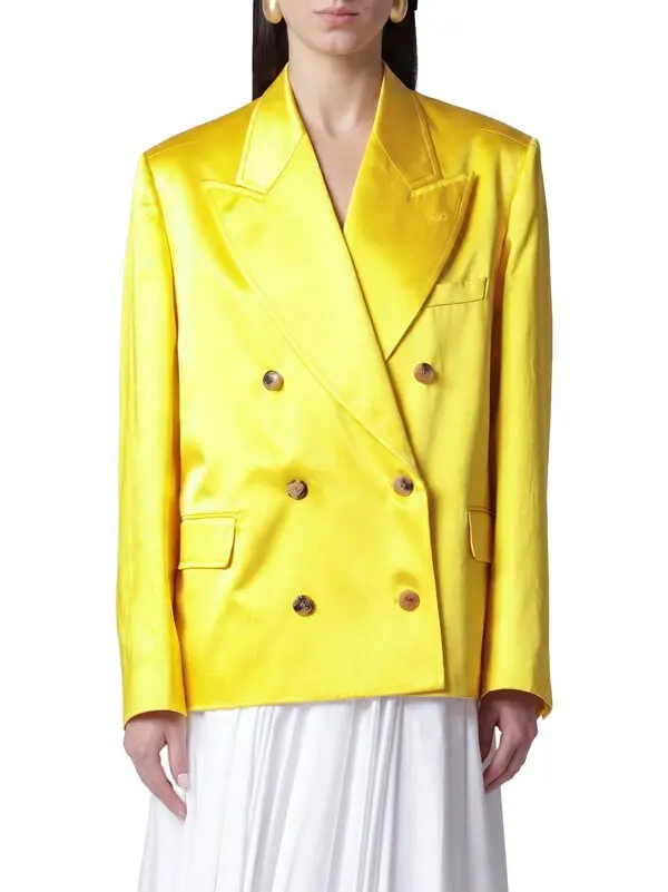Dries Van Noten Double-breasted Cotton-blend Blazer - Yellow