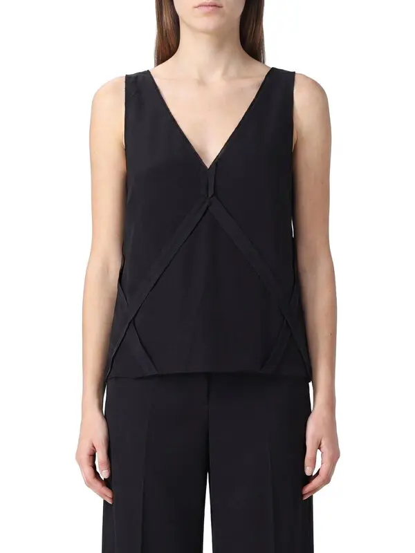 MAISON MARGIELA V-neck Sleeveless Top In Acetate And Cupro - Black