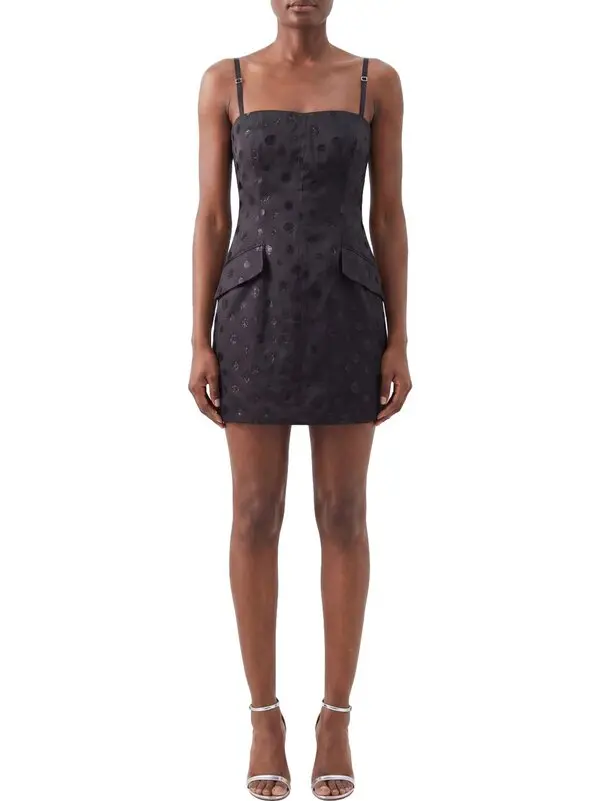 Sportmax Silk Polka Dot Sheath Mini Dress - Black
