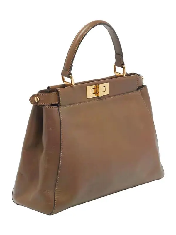 Fendi Peekaboo Leather Tote Bag - Brown