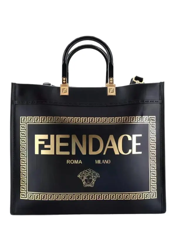 Fendi X Versace Fendace Convertible Sunshine Shopper Tote Bag - Black