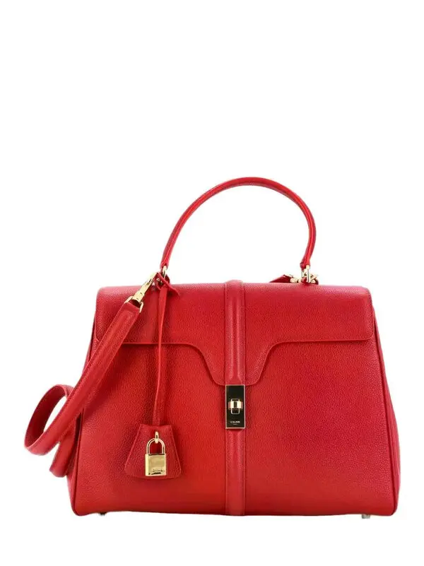 Celine 16 Top Handle Bag Grained Calfskin Medium Shoulder Bag - Red