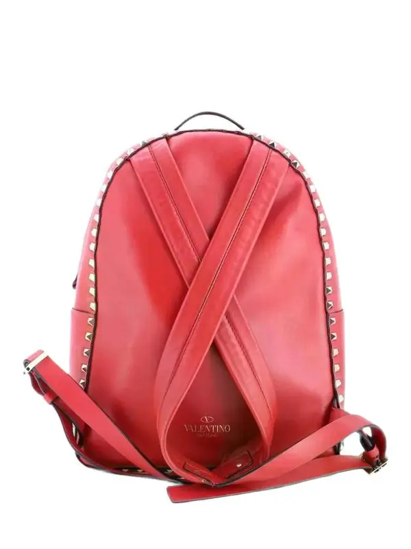 Valentino Garavani Rockstud Leather Medium Backpack - Red