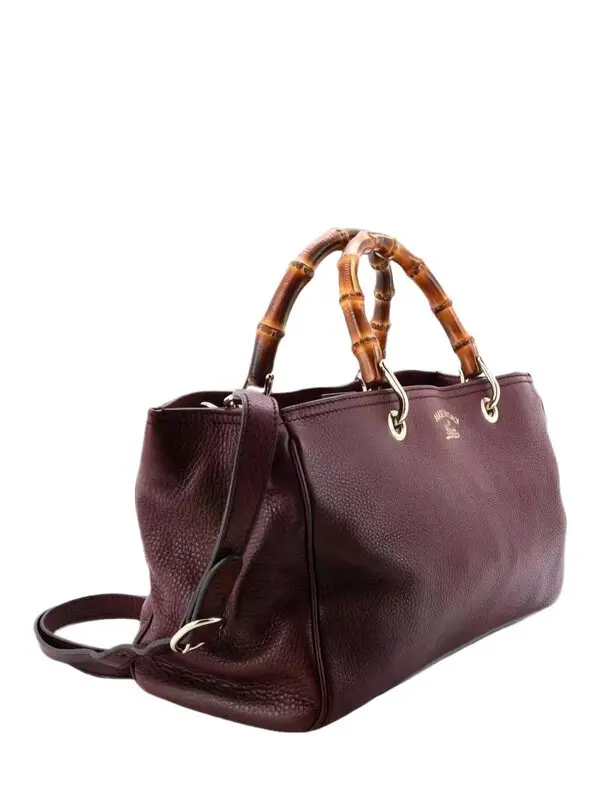 Gucci Bamboo Shopper Leather Medium Tote Bag - Purple