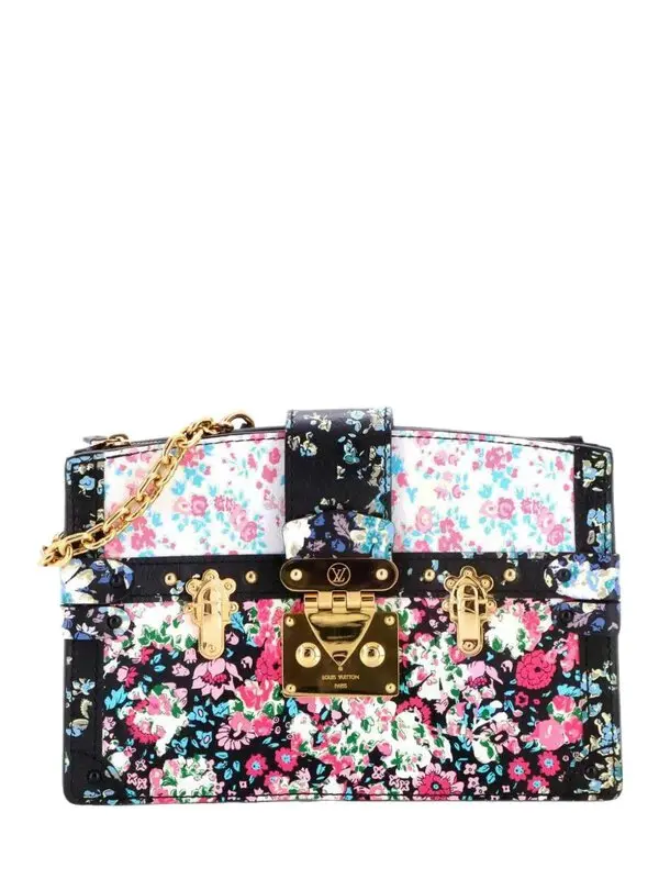 LOUIS VUITTON Trunk Floral Printed Leather Clutch Bag - Black