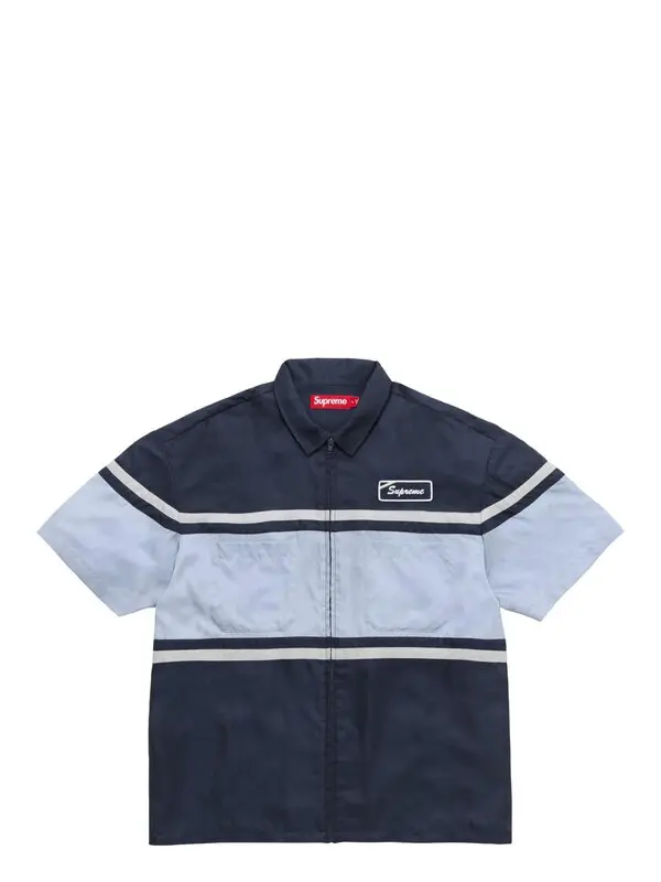 Supreme Zip Up Short-sleeve Shirt - Blue