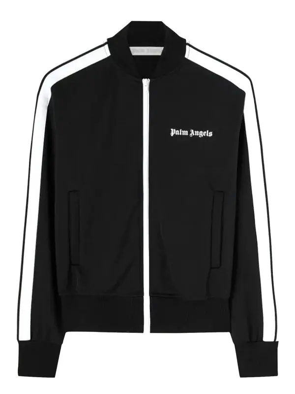 Palm Angels Bomber Jacket With White Stripes - Black