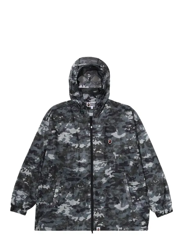A BATHING APE Multi Pixel Camo Mesh Hoodie Jacket - Black