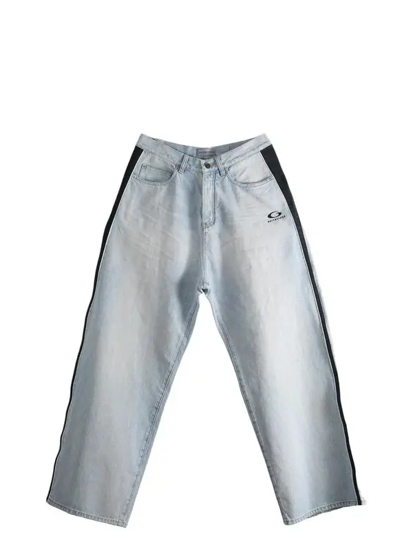 Balenciaga Wide Leg Pants With Contrast Piping - Blue