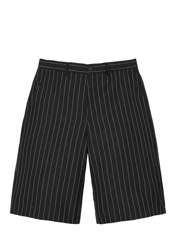 Supreme Pinstripe Wool Trouser Short - Black