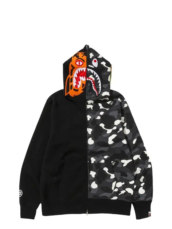 A BATHING APE City Camo Tiger Shark Full Zip Hoodie - Black