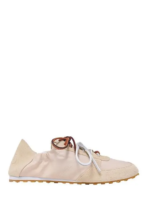 Maje Multi-lace Leather And Woven Trainers - White