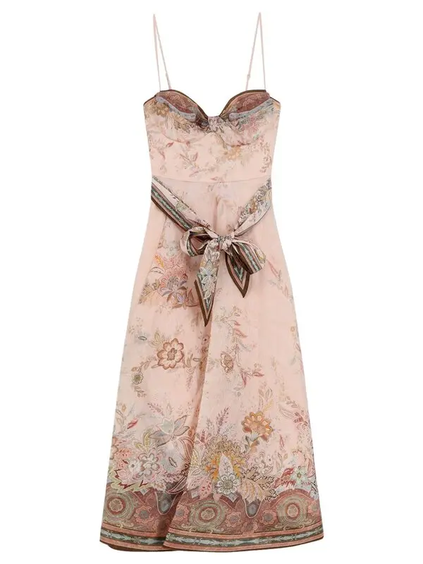 Zimmermann Alchemy Silk And Linen Blend Midi Dress - Multicolor