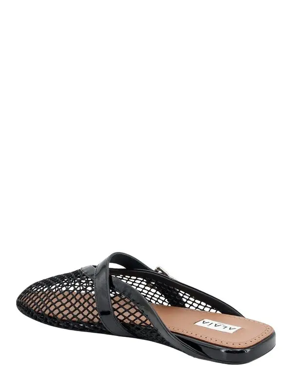 Alaïa Flat Mesh Sandals With Patent Trim - Multicolor