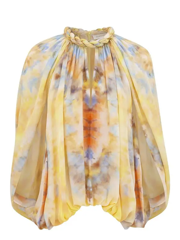 Zimmermann Alchemy Twist Billow Silk Top - Multicolor