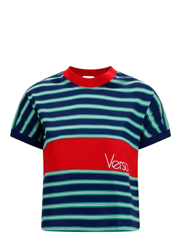 Versace Striped Cotton T-shirt - Multicolor